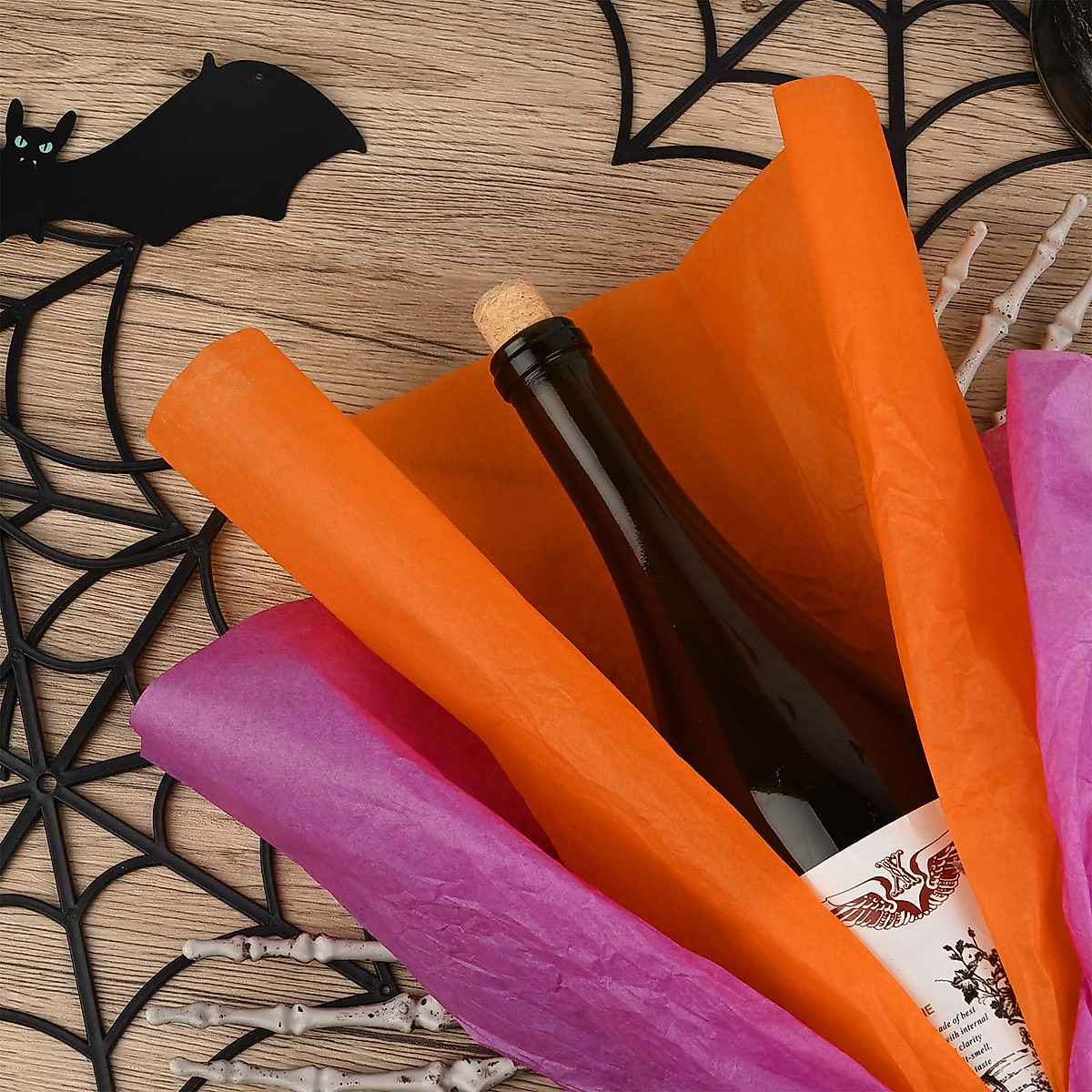 120 Sheets Halloween Tissue Paper for Gift Wrapping, 4 Colors Halloween Wrapping Paper for Gift Bags for Birthday Party Wedding Baby Shower DIY Craft, 20 × 14Inch