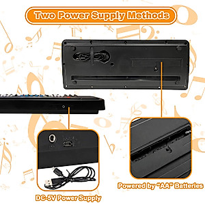 Piano Keyboard for Kids, EOOLEOW 37 Keys Portable Electronic Piano for kids with Microphone - Music Keyboard Piano Toys for 3 4 5 6 7 8 9 Year Old Boys and Girls (Black)