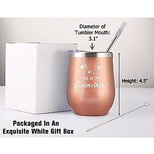 GEANHIL Godmother Proposal Gifts-Will You Be My Godmother-New Godmother Announcement Tumbler Gift-Godmother to Be Gift-Gift for Best Friends Sister Bestie BFF-12oz Rose Golden Tumbler Coffee Cup Mug