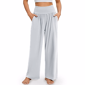 Gracyoga Wide Leg Yoga Pants for Women Casual Loose Cozy Sweatpants High Waisted Lounge Pajama Flowy Pants With Pockets
