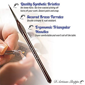 Fine Tip Paint Miniature Brushes. 4pc Round 00 Detail Paintbrushes Set for Acrylic Watercolor Oil - Art Model Craft Warhammer Hobby Paint by Numbers Painting