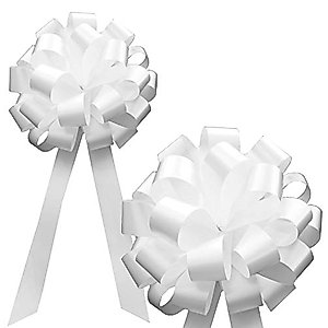 White Pull Bows with Tails - 8" Wide, Set of 6, Veteran's Day, Christmas, Wedding, Gift Bows, Reception, Fundraiser, Birthday, Valentine's Day, Mother's Day, 4th of July