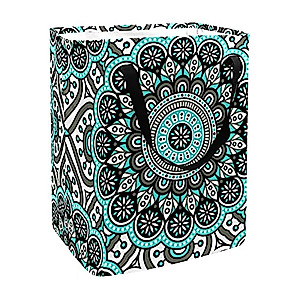 Floral Boho Mandala Vintage Laundry Basket Collapsible Storage bin with Handles for Hamper,Kids Room,Toy Storage
