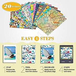 3X Fujifilm instax Mini Instant Film (60 Exposures) + 20 Sticker Frames for Fuji Instax Prints Travel Package