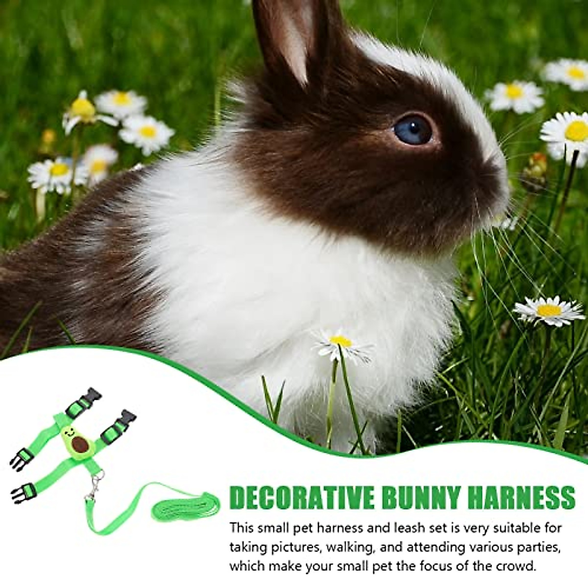 Ipetboom Bunny Harness and Leash: 1 Set Avocado Adjustable Small Pet Fruit Summer Outfit Costume for Rabbit Kitten Small Animal Hedgehog Ferret Piggies Squirrel Safety Walking Jogging