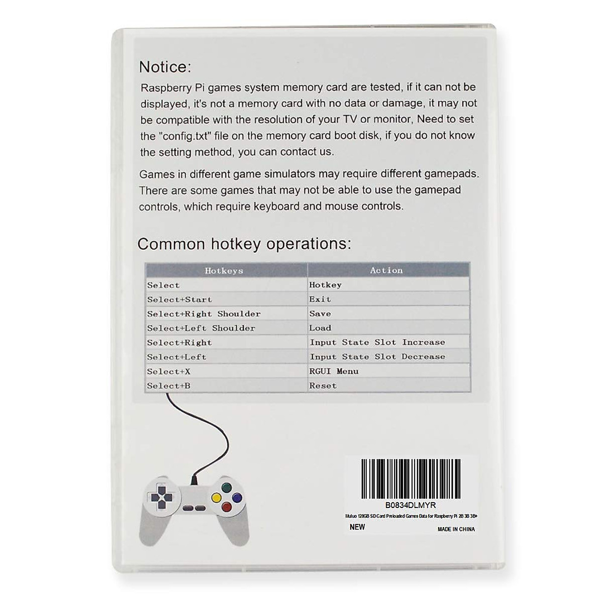 Muluo Raspberry Pi 2B 3B 3B+ Preloaded 128Gb Games Data System with Ultra Class 10 Micro SD TF Card Retropie Emulation Station RetroArch Collection with Video Previews & 3D Boxart