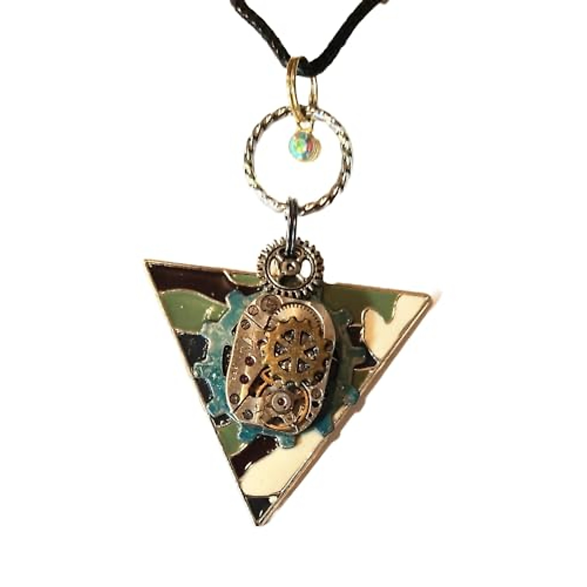 Geared triangle Steampunk Necklace gothic vintage style