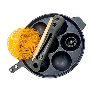 DBY Appam Pan Non Stick Appam Patra Aluminium Appachatty Paniyaram Pan 7 Cavity Paniyarakkal Patra Egg Pan Maker Appe Pan with Stainless Steel Lid