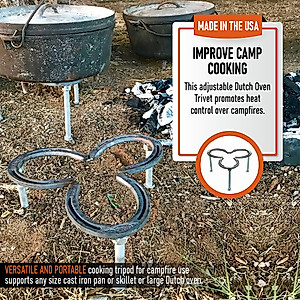 Dutch Oven Camping Tripod for Cooking – Dutch Oven Stand Made of Steel Horseshoes with Interchangeable Short and Long Legs – 10” x 10” Cowboy Camping Cooking Tripod Stand for Camp Coffee Pots