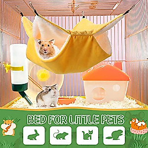 Nuogo 4 Pcs Pet Cage Hammock Small Animal Hanging Hammock Ferret Cage Accessories Double Layer Ferret Bed for Rat Guinea Pig Squirrel Chinchilla Playing and Sleeping, Green Blue Gray Yellow