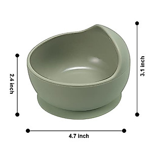 PandaEar Stay Put Silicone Suction Bowl| with Silicone Spoon BPA Free| Babies Toddlers Infants (Green)