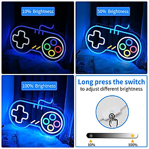 GOVZERY Cool Gamepad Neon Signs for Boys Room Decor 16.5''x10'' LED Neon Light Sign for Bedroom Wall Decor Gaming Decor for Boys Room Kids Game Room Teen Room Man cave (Blue-dimmable)