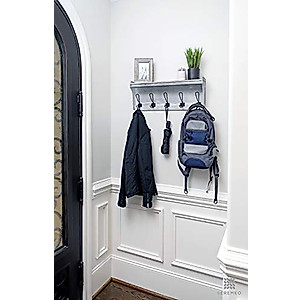 Seremeo Wooden Coat Rack, Wall Mounted Coat Rack with Shelf, Grey or Brown Mudroom Organizer, 26 inch Entryway Shelf with 5 Coat Hooks (Rustic Grey or Brown)