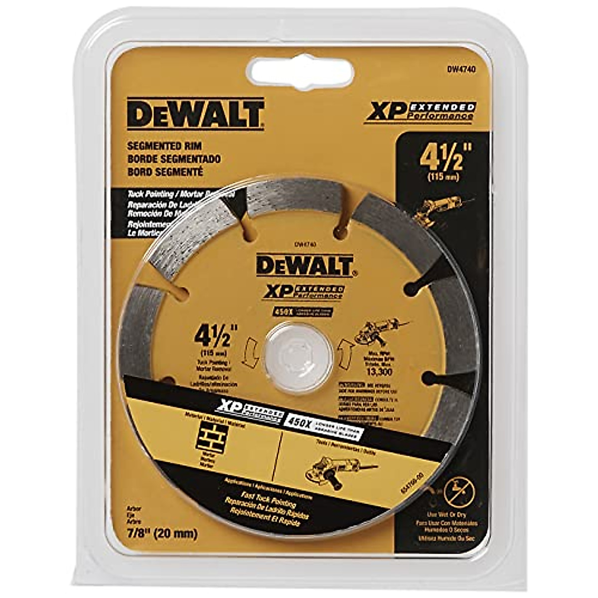 DEWALT Diamond Blade, Tuck Point, 4-1/2-Inch x 1/4-Inch (DW4740)