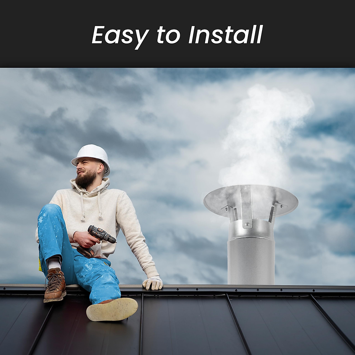 6 Inch Round Roof Cap - All Weather Chimney Cap - Galvanized Steel - Roof Top Round Vent House Exhaust Roof Cap