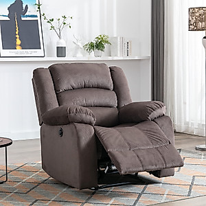 EBELLO Classic Power Recliner Chair, Oversized Electric Overstuffed Reclining Chair with Soft Cushion and Back, Sofa with Comfortable Armchair, Brown