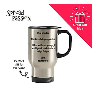 Dear Grandpa Travel Mug, Grandpa Coffee Travel Mug, Grandpa Tumbler, Grandpa Gift, Gift for grandpa from Grandkids, Grandpa Birthday Gift Idea, Punch grandpa Mug, Grandpa father's day Gifts