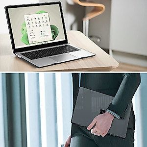 Fintie Case for 13.5 Inch Microsoft Surface Laptop 5/4/3 with Metal Keyboard (Model: 1951/1868) - Protective Slim Snap On Hard Shell Cover, Crystal Black