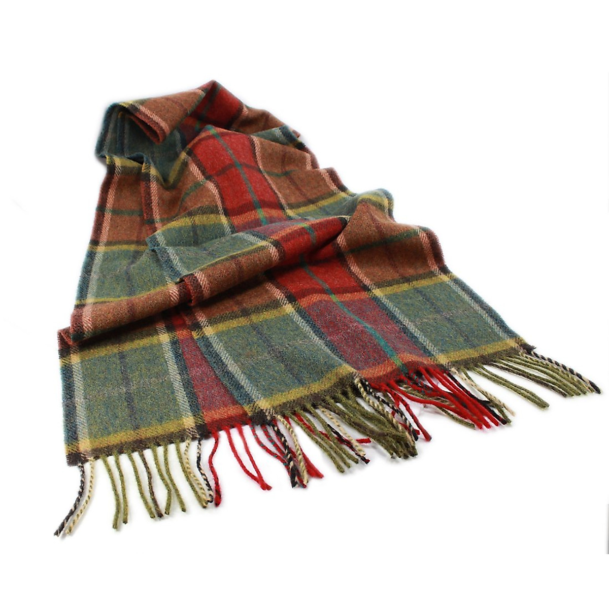 Biddy Murphy 100% Irish Lambswool Plaid Scarf, Soft & Warm, Celtic Tartan Pattern, Earthtone