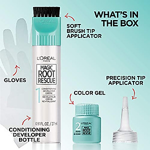 L'Oreal Paris Magic Root Rescue 10 Minute Root Hair Coloring Kit, Permanent Hair Color with Quick Precision Applicator, 100% Gray Coverage, 6A Light Ash Brown, 2 count