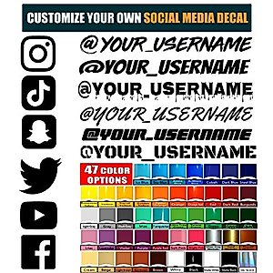 VulgrCo Custom Social Media Decal Stickers Customized Name Username Logo Brand Vinyl