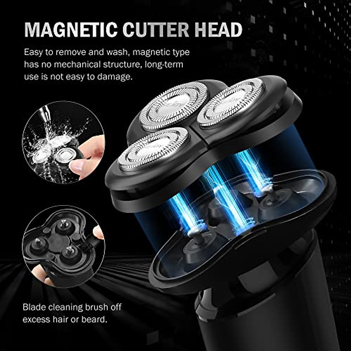 Electric Shaver Razor for Men Face,3D Rechargeable Rotary Shaver,Anti-Pinch Electric Razor for Shaving Face,Magnetic Shaver Head,Ergonomic Handle Easy Use,Gift for Dad Husband,Home Car Travel Gifts