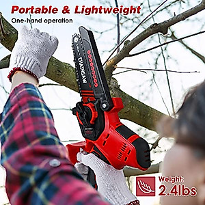 Mini Chainsaw Cordless 6 inch,Aihand Handheld Electric Chain Saw,Battery Powered Chainsaw,Tool-free Tension Adjustment Small Portable Hand Held Chainsaw with Safety Lock for Tree Trimming Wood Cutting