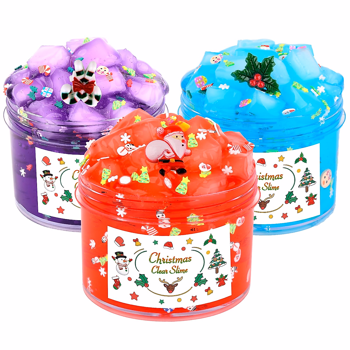 3 Pack Clear Slime Kit Crystal Slime Set for Kids Soft Jelly Cube Clear Slime Pack Easter Christmas for Girls Boys