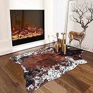 Hvqic Cow Print Rug - 66.4" L x 51.1" W Faux Cowhide Rug Large Cow Rug Western Decor for Living Room Bedroom Non-Slip Cow Print Room Decor