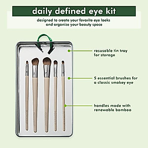 EcoTools Daily Defined Eye Brush Kit, Makeup Brushes For Liquid, Powder, & Cream Eyeshadow & Eyeliner Application, Eco-Friendly Eye Brushes, Synthetic Hair, Cruelty Free, 5 Piece Set