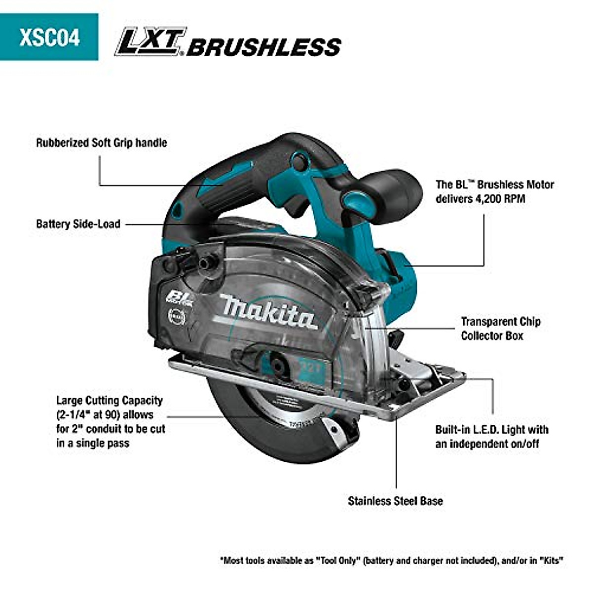 Makita XSC04Z 18V LXT Lithium-Ion Brushless Cordless 5-7/8" Metal Cutting Saw, Bare Tool, no battery