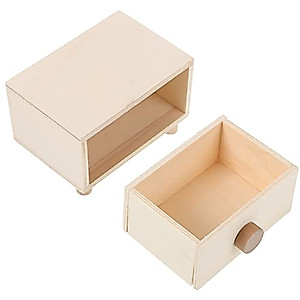 ARTIBETTER Unfinished Wooden Jewelry Drawer Box: Mini Wood Craft Box 3pcs Natural DIY Craft Stash Boxes Treasure Box Jewelry Organizer Holder Storage Trunks Storage Chests Jewery Case for Storage