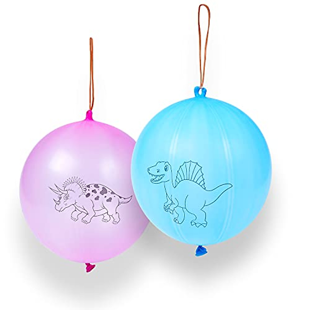 30 Pack Dinosaur Punch Balloons,18 inch Strong Balloon with Rubber Band Handles,6 Styles for Daily Games Classroom Decoration,Birthday Party Favors for Kids
