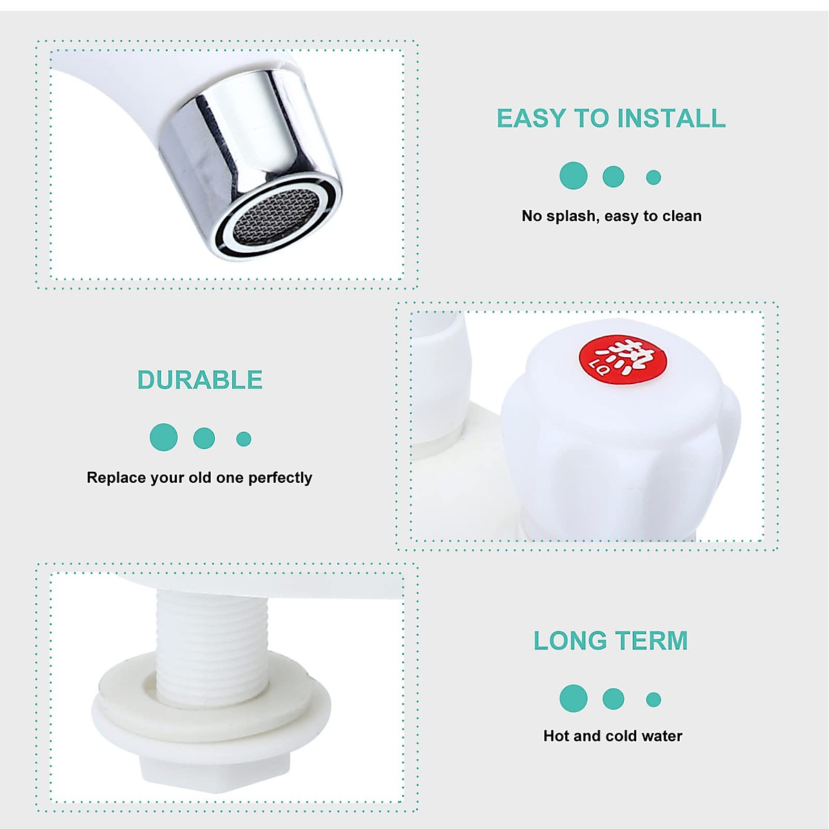 Plastic Open/inch Rotate Faucet Kitchen Faucets Practical Sink Decor Bathtub To Sinks Household Handle Two Quickly for Basin White Bathroom Double