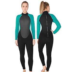 REALON Wetsuit Men 4/5mm Womens Neoprene Full Body Thermal Scuba Diving Suits, 5/4mm One Piece Wet Suit Cold Water Swimsuits for Surfing Snorkeling(4/5mm Blue, Medium)