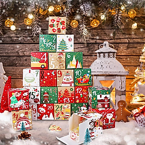 OurWarm Christmas Advent Calendar Boxes 2023, 24 Days Christmas Countdown Calendar Cardboard Number Gift Boxes Countdown to Christmas Empty Advent Calendar Candy Box for Adult Kids Xmas Holiday Decor