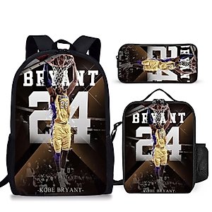Dhucqze Backpack Set Durable Backpack with Insulated Lunch Box Pencil Case Lightweight Bookbag Travel Bag Casual Daypack