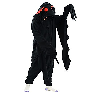 Mothman Halloween Onesie Adult Pajamas Cosplay Animal Homewear Sleepwear Jumpsuit Costume for Women Men