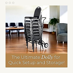 OEF Furnishings Heavy Duty Stack and Banquet Chair Dolly with Oversized Rubber Wheels, Easy Transport and Storage Solution
