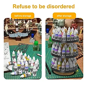 Evemodel Rotatable Paint Organizer Pigment Bottle Spinning Rack Stand Desktop Holder Shelf (3 layers small holes)