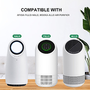 2-Pack H13 True HEPA Replacement Filter, Compatible with Afloia Fillo, Afloia Halo, Mooka Allo and Honati Air Purifier, 3-in-1 Pre-filter, True HEPA and Activated Carbon Filtration