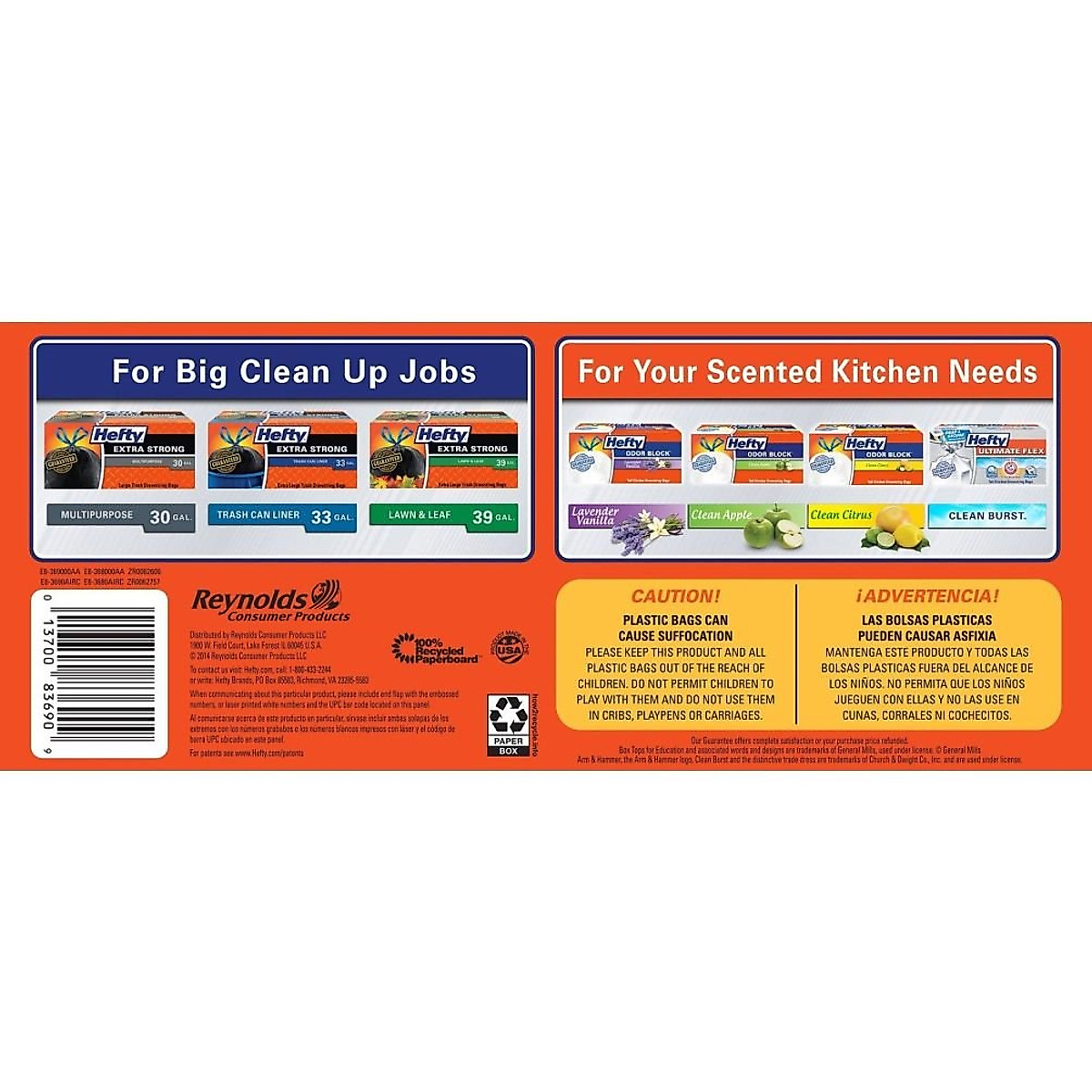 Hefty Odor Block Tall Kitchen Trash Bags - 90 Count