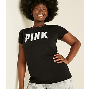 Victoria's Secret Women's Short Sleeve T-Shirt, Women T Shirt, Logo Black, XL
