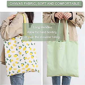 GOLD XIONG PADISHAH Double-Sided Canvas Tote Bag, Reusable Shopping Bag, Canvas Shoulder Bag, Fruit Pattern Canvas Tote Bag, Double Sided Durable Foldable Canvas Shopper Bags(Lemon Yellow)