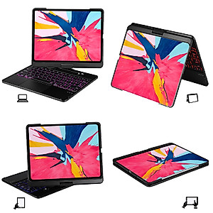 LENRICH iPad Pro 12.9 case with Keyboard 2022 6th Generation Backlit Trackpad, Fit for 5th Gen 2021/4th 2020/3rd 2018