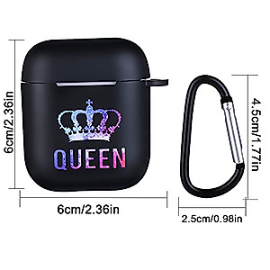 Fuguan King Queen Protective Silicone Case with Carabiner, Carrying Case for 1/2 Charging Case( 2 Kit 1)