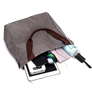 Ashioup Canvas Hobo Handbag for Women Shoulder Bag Small Crossbody Shopper Bag Grey