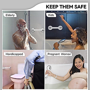 Grab Bars for Bathtubs and Showers (2 Pack) 12-inch, Shower Handles for Elderly Suction, Shower Grab Bars for Seniors, Non-Slip Suction Grab Bars for Shower, Grab Bars for Elderly for Wall