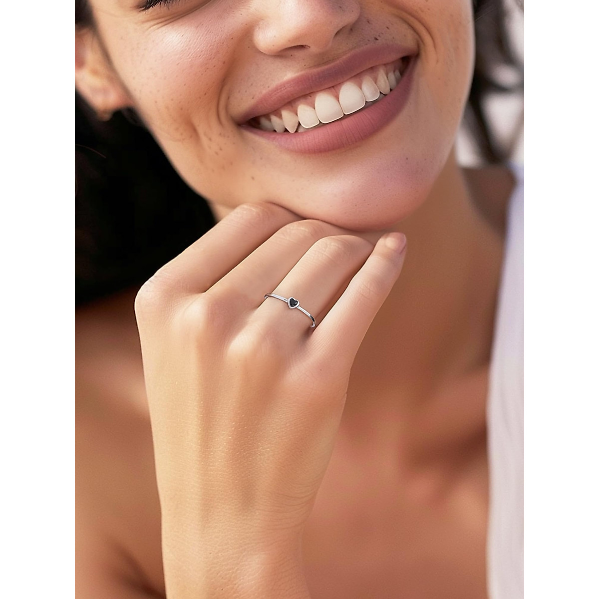 Silver Wedding Band for Woman Heart Cubic Zirconia Jewelry