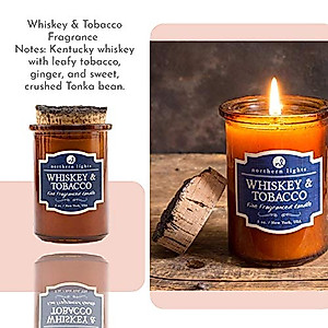 Northern Lights Fine Fragranced Aromatherapy Candle Spirit Jar Bundle Scented Candles Gifts for Women and Men — 2 x 5oz (Whiskey & Tobacco and Dark Rum & Oak)